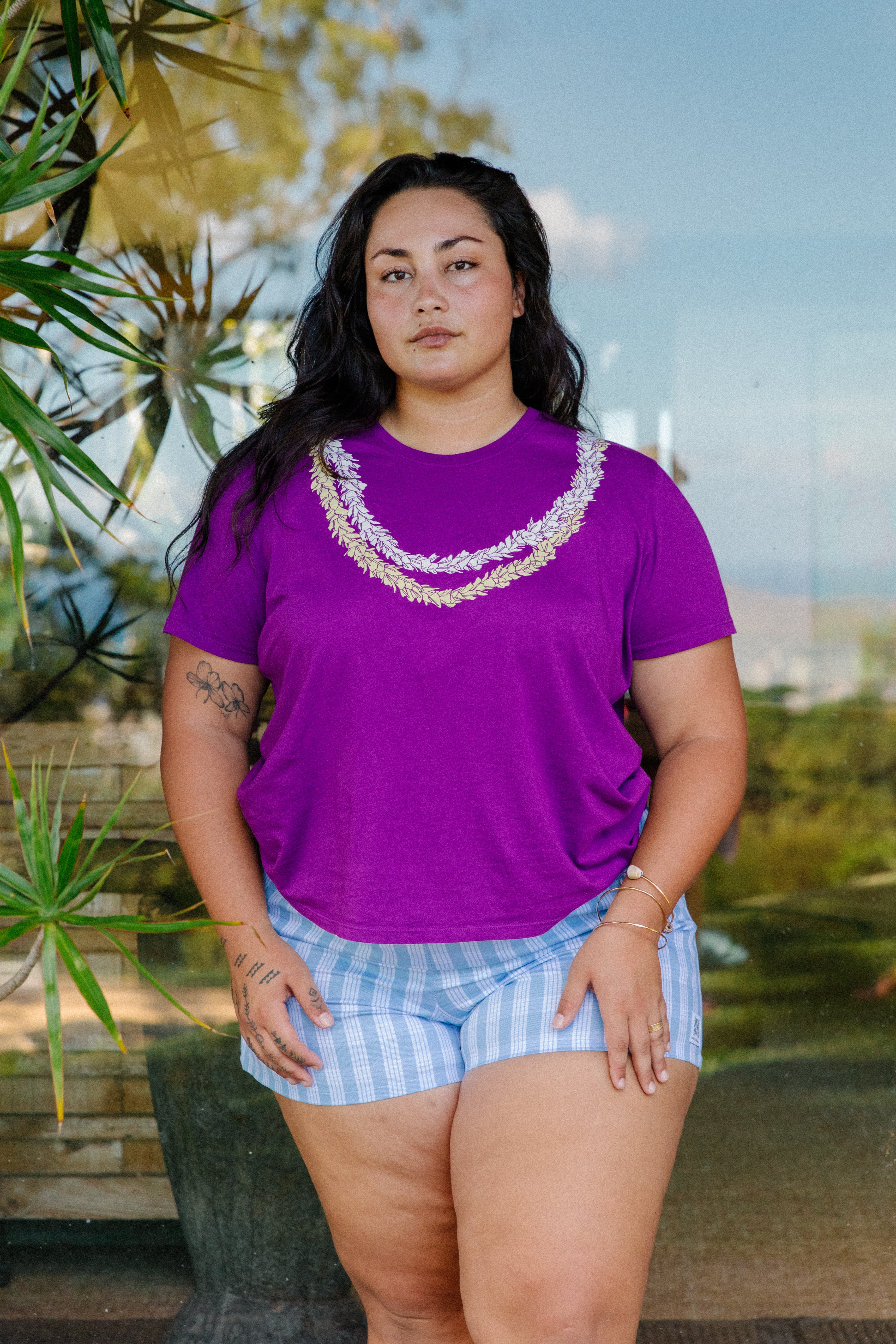 Lei Awapuhi Tee - Plum – Mahina Made LLC